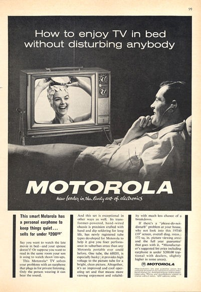 1963 Motorola PRINT AD TV Television 6HD5 Earphone | eBay