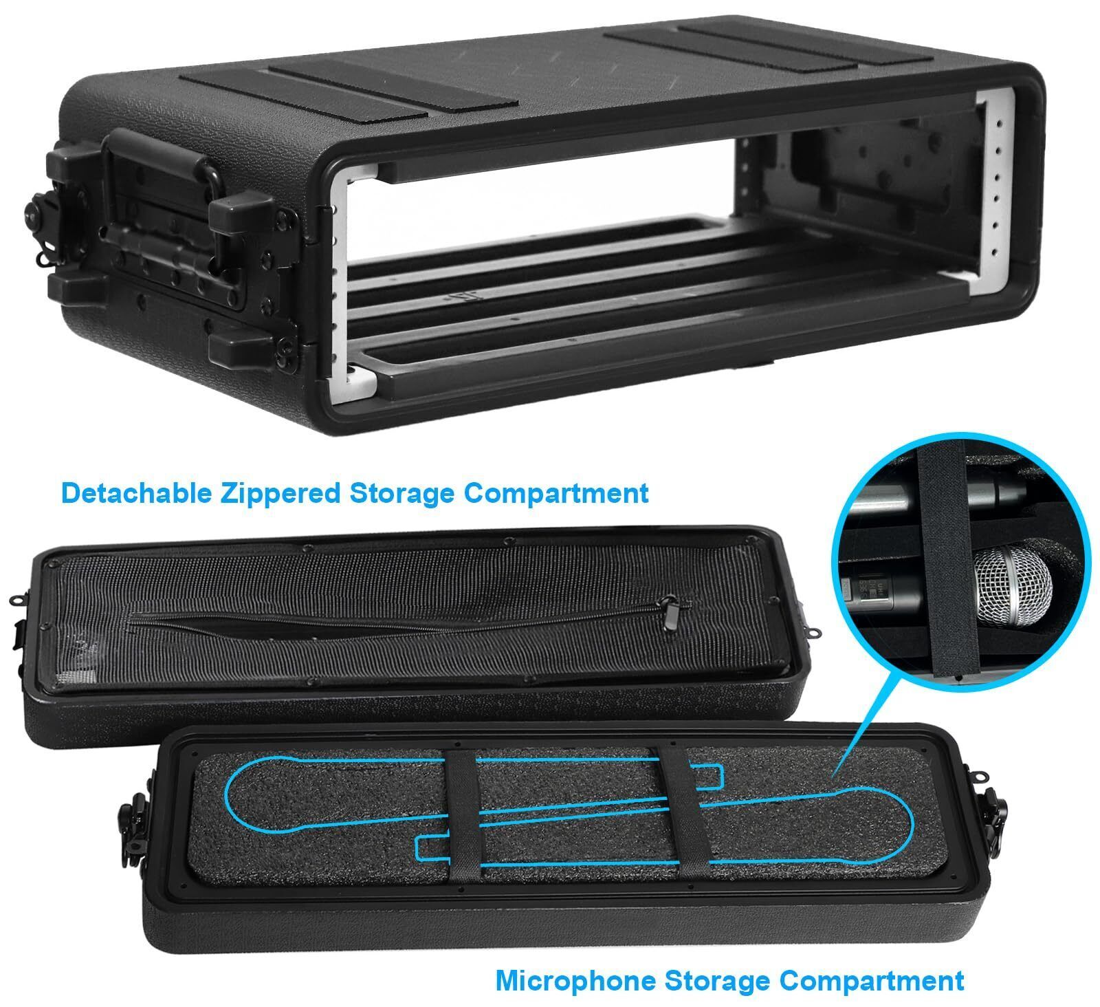 Portable 2U 12" Depth Rack Mount Pro DJ PA Audio Flight Case 19 ...