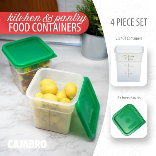 Durable 4 Quart Square Food Storage Container with Snap On Lid NSF ...
