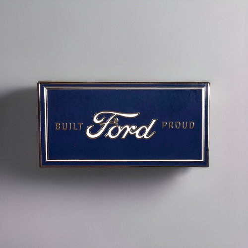 Ford Pin ”Built Ford Proud” Hat or Lapel Enamel Metal Blue Silver White ...