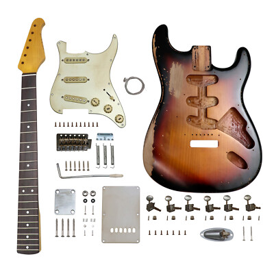 Relic DIY Guitar Kit ST Style Alder Body Rosewood Fingerboard 3 Tone ...