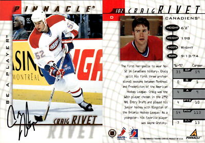 1997-98 Be A Player Autographs #102 Craig Rivet - NM-MT | eBay