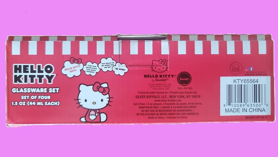 Hello Kitty 4-Shot Glasses, Camping Kitty- Compass, Ballcap, Backpack ...