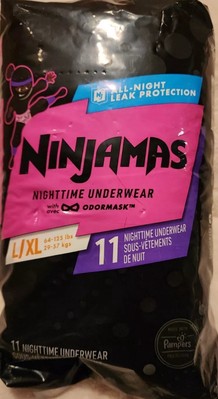 Ninjamas Girls' Bedwetting Disposable Underwear Nighttime L/XL 64-125 ...