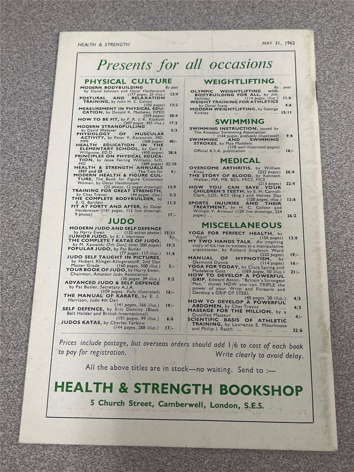 HEALTH & STRENGTH bodybuilding magazine CHRISTINE BAMFORD/John Grimek 5 ...