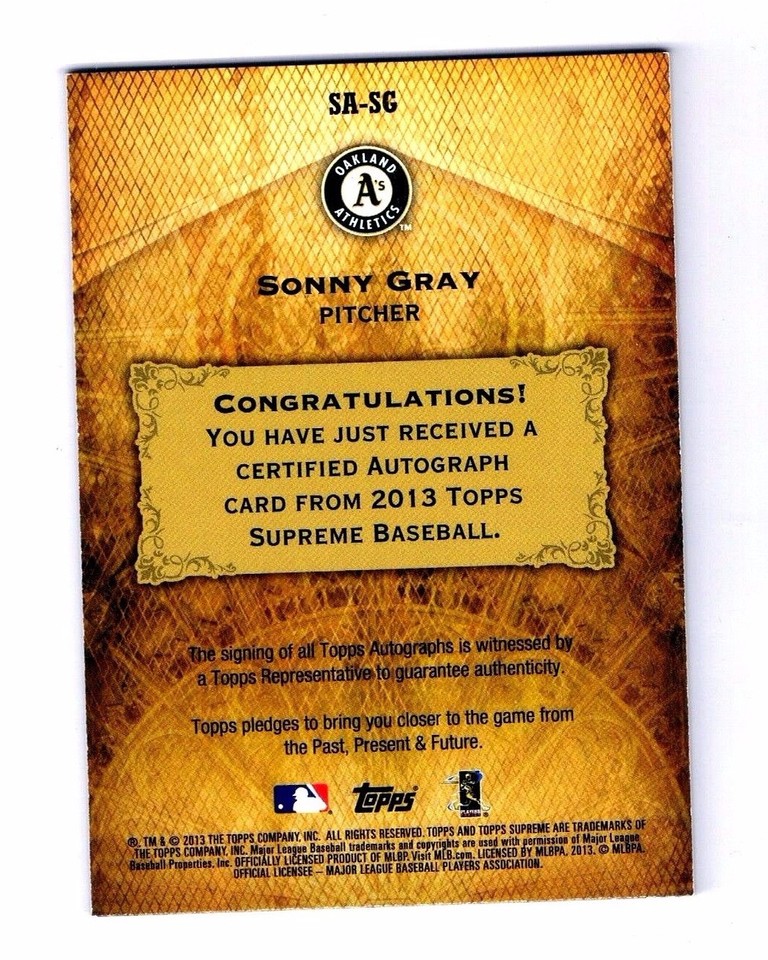 RARE 07/50 Asia 2013 TOPPS SONNY GRAY Autographed Auto Signed Baseball ...