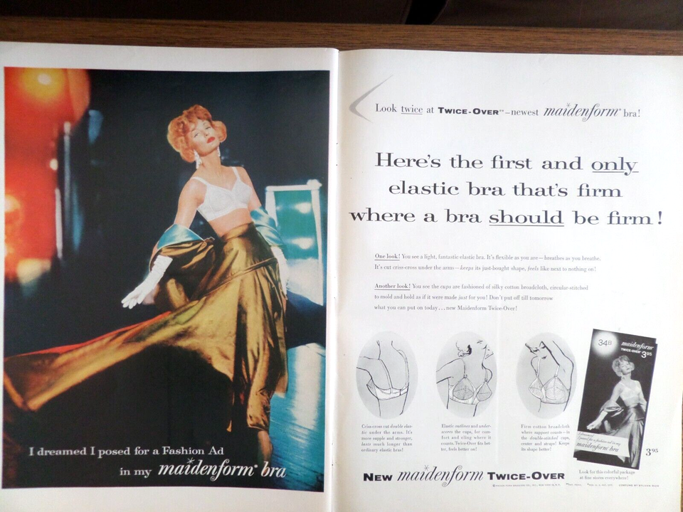 1957 Singer Sewing Machine Ad Singer Slant-O-Matic 1957 Maidenform Bra ...