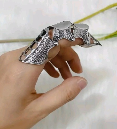 Jointed Full Finger Ring, Metal Costume Jewellery Punk Rock Goth Emo ...
