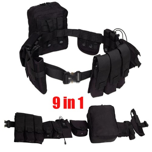 Tactical Black Utility Police Security Guard Duty Waist Belt Kit Pouch ...
