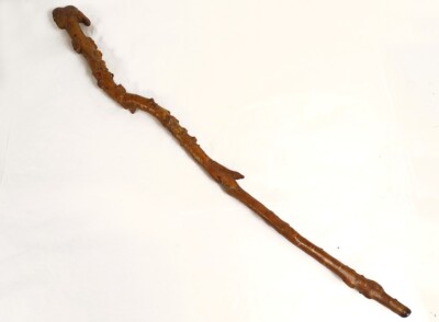 Ancient Carved Wooden Cane with Grotesque Characters Popular Art 19th ...