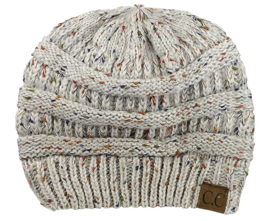 NEW! Genuine CC Beanie Colorful Confetti Soft Stretch Cable Knit Slouch ...