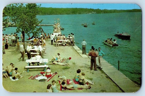 c1950's Bledsoes Beach Bathing Boating Crowd Lake James Indiana Vintage ...