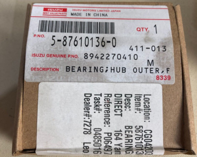 Genuine OEM Isuzu 5-87610136-0 BEARING HUB OUTER FRONT 8942270410 | eBay
