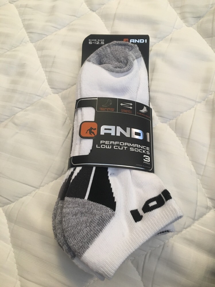 NEW Mens And1 Performance LOW CUT Socks 3 PACK WHITE SHOE SIZE 6 - 12.5 ...