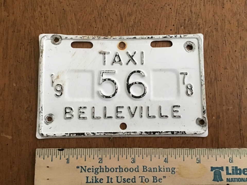 1978 Belleville Taxi License Plate Tag | eBay