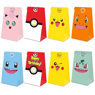 24PCS Pokemon Pikachu Paper Loot Lolly Bag Birthday Party Bag Candy Bag ...