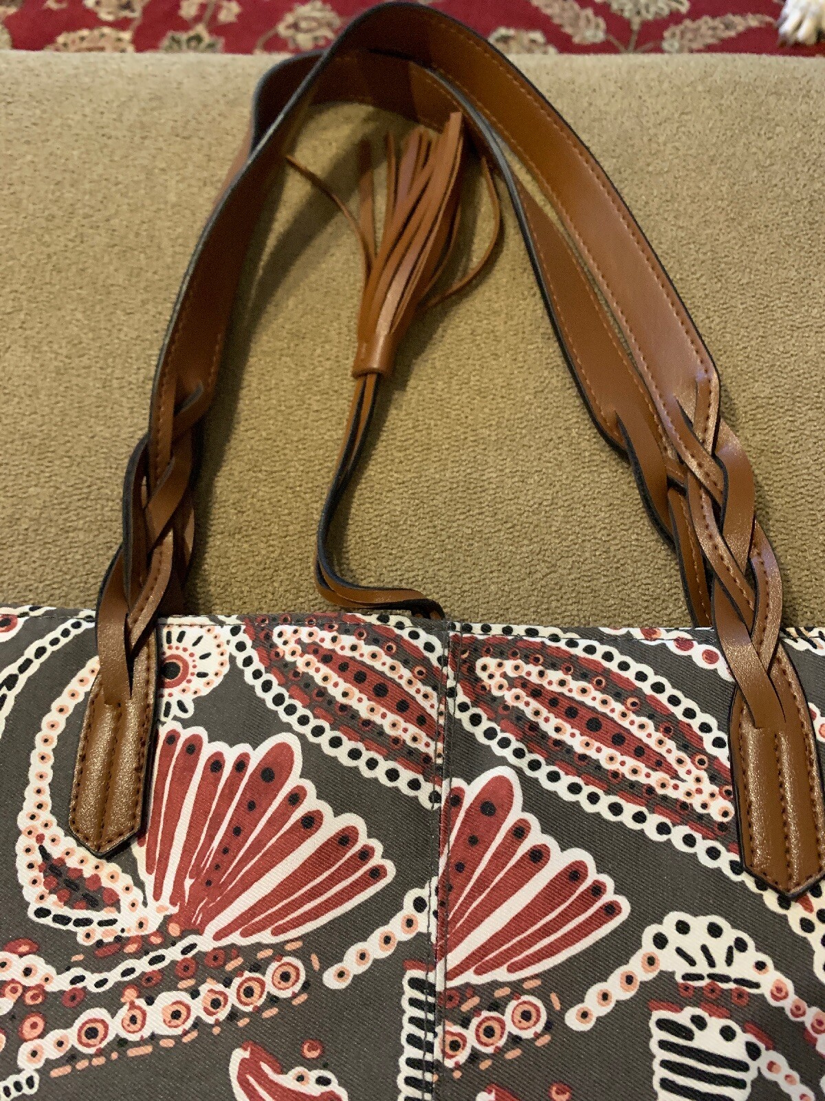 Unbranded Tote Purse Shoulder Bag Grey Pink Design Faux Leather 19”x14 ...