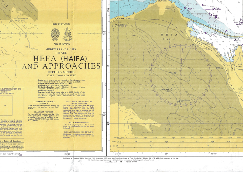 1585 Mediterranean Sea Israel Hefa And Approaches Chart Map Marine ...