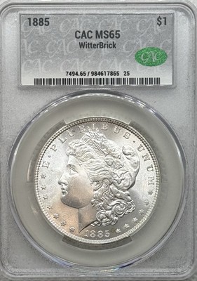 1885 Morgan Silver Dollar CAC Grading GSA MS65 WitterBrick | eBay