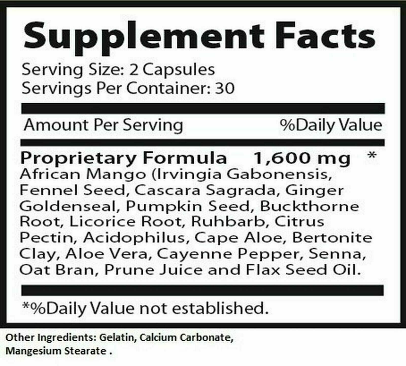 3 pack Pure African Mango Weight Loss Aid Natural Detox Formula Colon ...