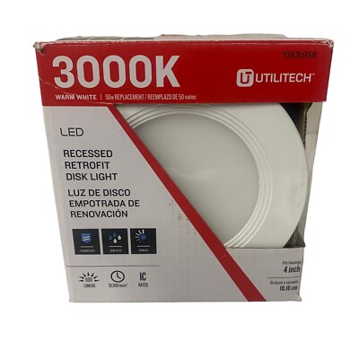 Utilitech Retrofit LED Puck 3000k Warm 4" Dimmable 10w 600 Lumen ...