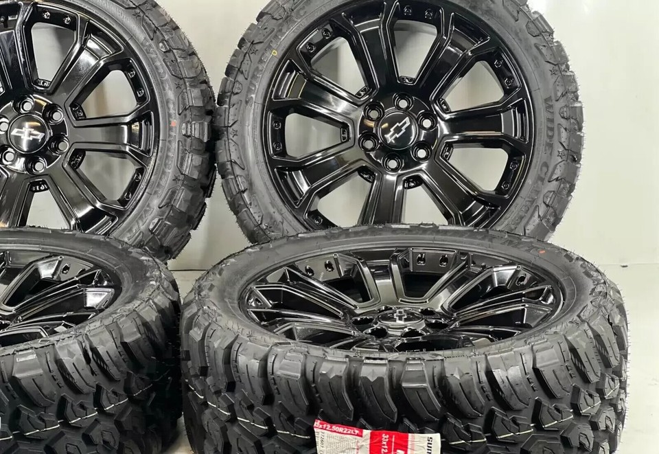 22" CHEVY BLACK WHEELS RIMS TIRES CADILLAC SILVERADO GMC SIERRA RST Z71 ...