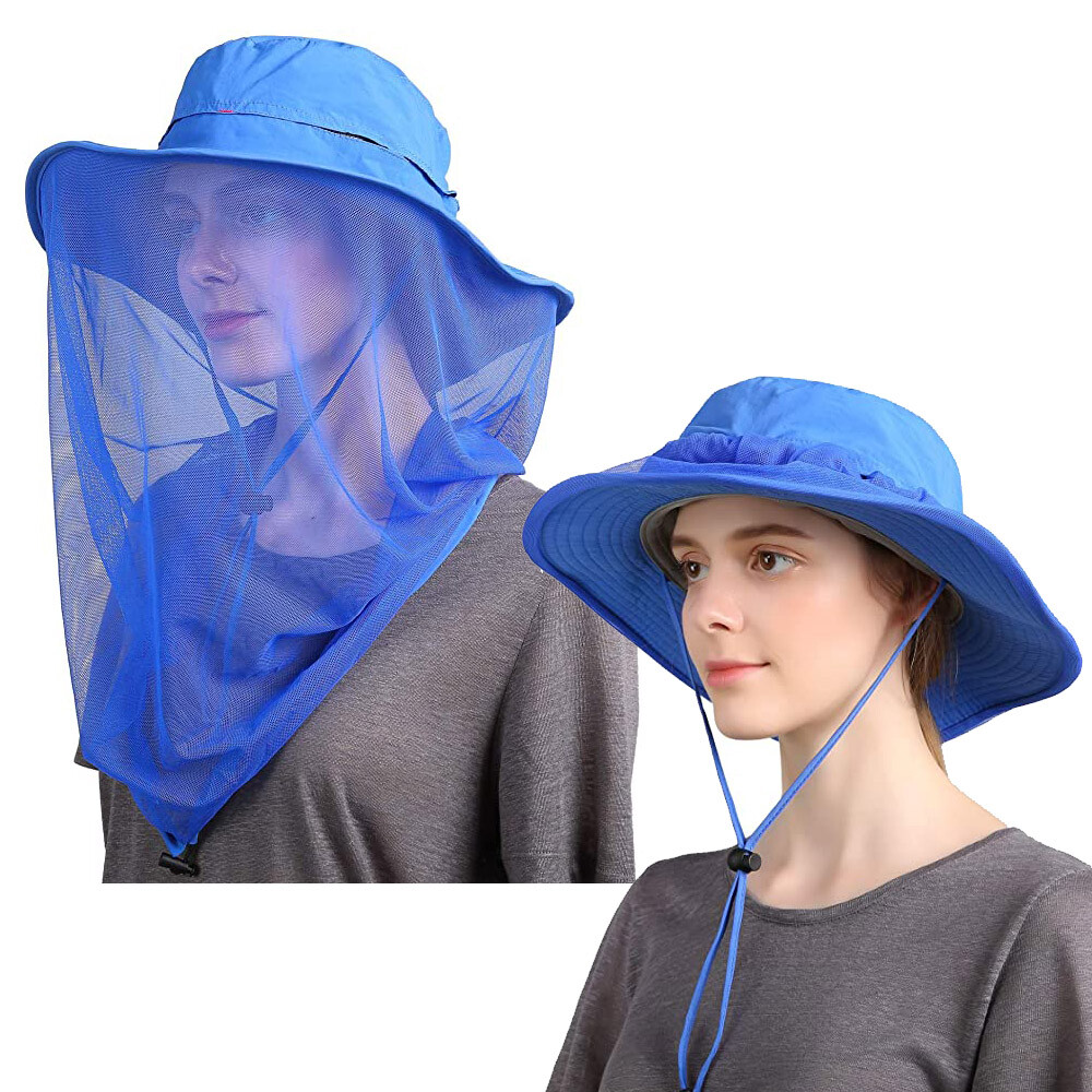 Men Mosquito Head Net Hat Bugs Netting Protection Safari Boonie Bucket ...