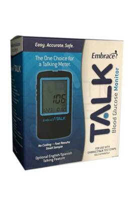 Embrace Talk Blood Glucose Meter English & Spanish w/10 strips Exp 2024 ...