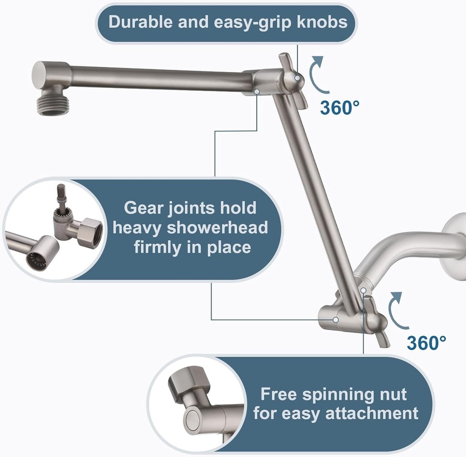 New 14'' Double Extension Adjustable Brass Arm Extender-Brushed BAR1401 ...