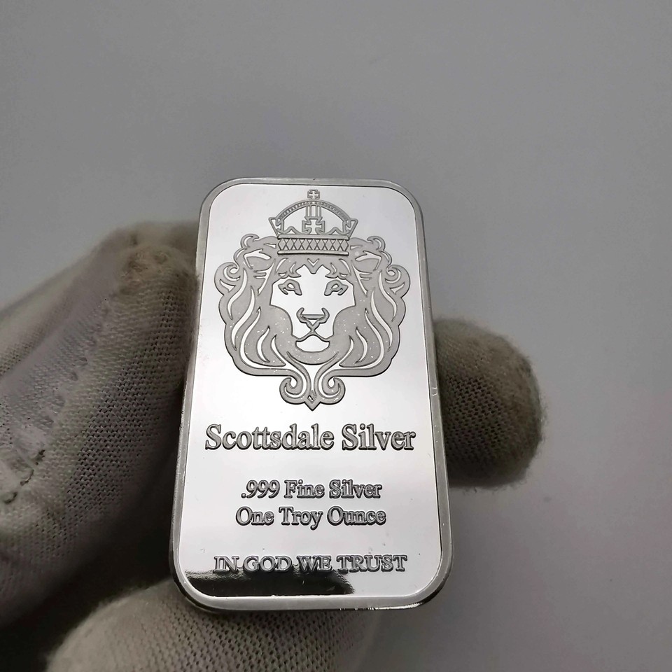 Scottsdale Silver 999 Fine Silver One Troy Ounce Bar Bullion in God We ...