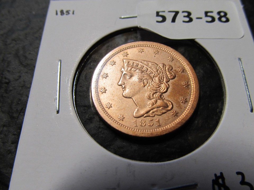 1851 Braided Hair Half Cent, "Absolutely Gorgeous" Great Rims-Type Set ...