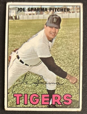 1967 Topps Joe Sparma Baseball Card #13 Tigers Pitcher Poor Creased O/C ...
