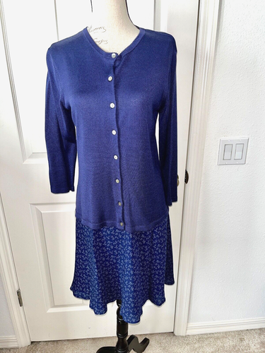 MINT Talbots Blue Silk Cardigan Sweater Skirt Outfit Set S Small 8P 8 ...