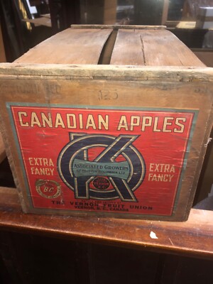 vintage Apple crate paper label Canadian apples Vernon Fruit BC 20/12.5 ...