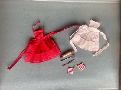 Vintage Barbie PAK Red Apron Potholder, Rolling Pin, Knife, Spatula ...