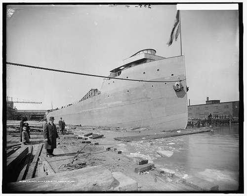 Launch,SS Calcite,freighter,vessels,cargo ships,boats,Wyandotte ...