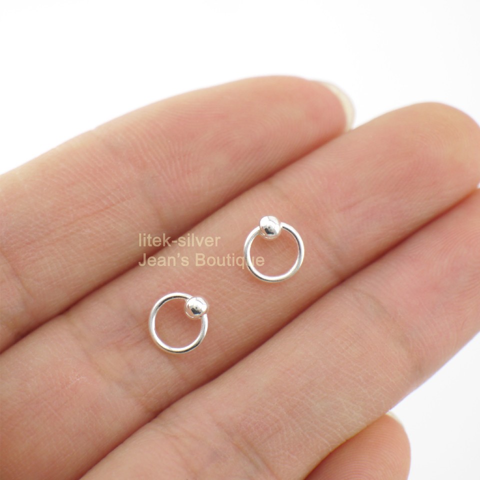 2 pairs, Sterling Silver Ball Tiny 6mm Hoop Helix Tragus Earrings A1038 ...