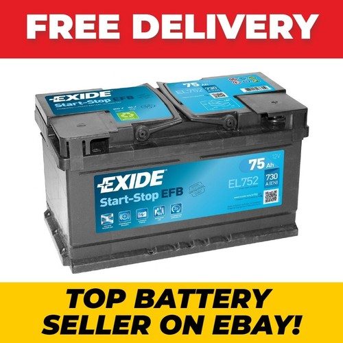 EXIDE EL752 110 EFB Stop / Start Car Battery 12V 75AH 730CCA | eBay