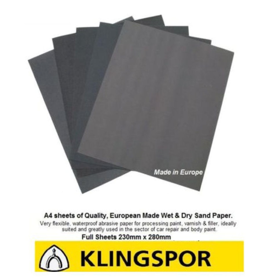 WET AND DRY SANDPAPER Sand Paper 60 - 2500 GRIT KLINGSPOR German Mixed ...