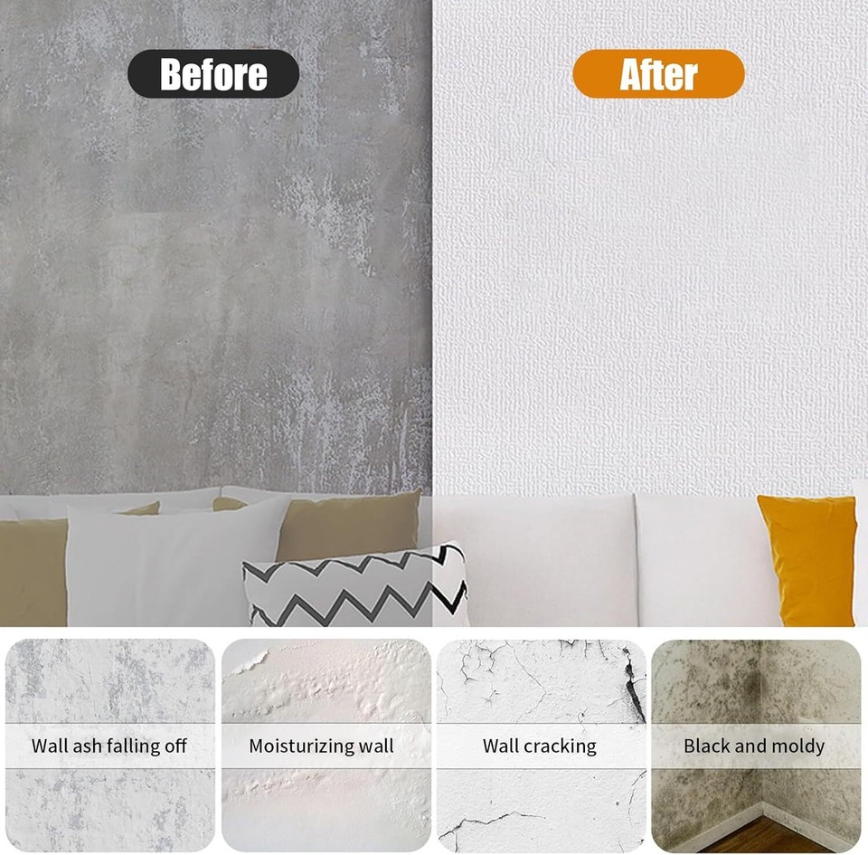 10M Self-Adhesive Thick Wallpaper 3D Faux Linen Textured Waterproof ...