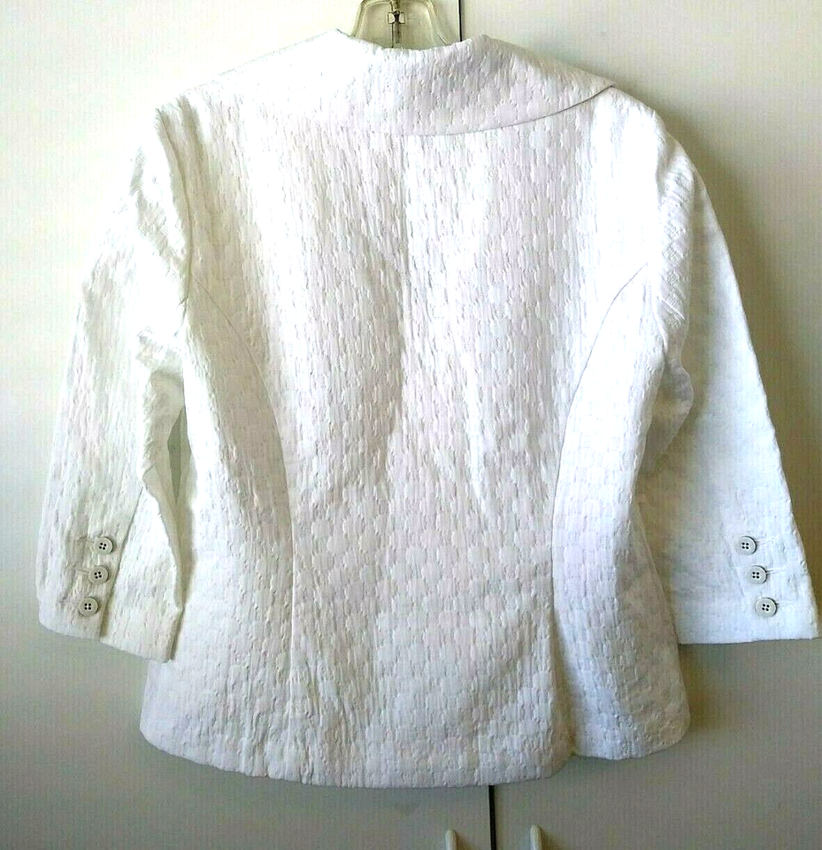 NEW CABI WHITE 3/4 SLEEVE STYLE 212 TEXTURED CLUB BLAZER JACKET M $89 ...