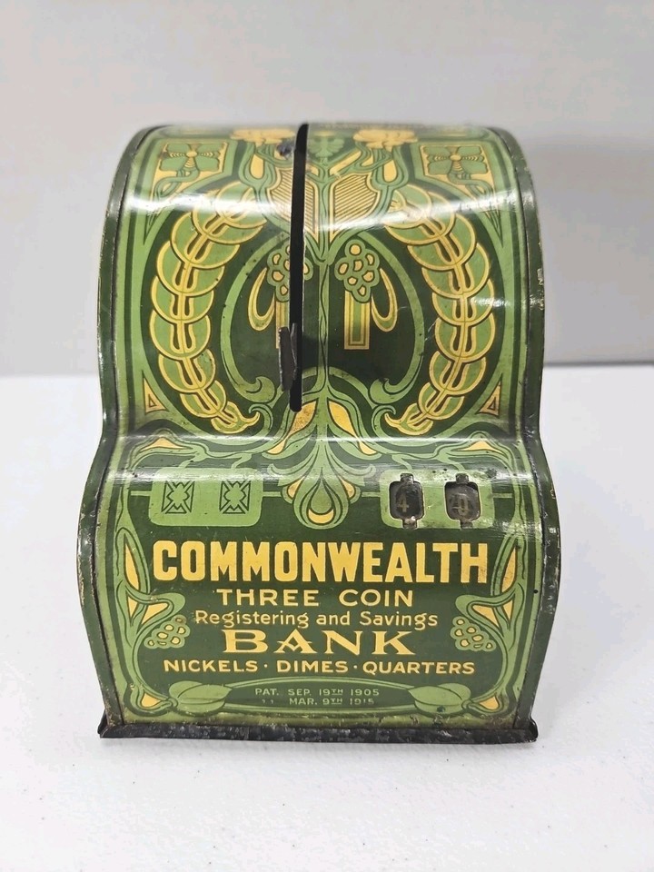 Vintage Tin Commonwealth Three Coin Registering & Savings Bank Tin Coin ...