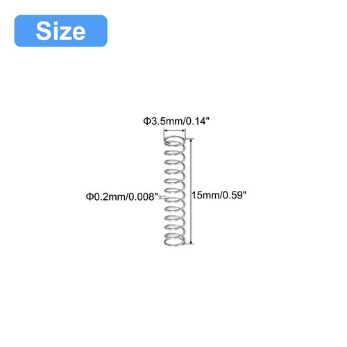 5Pcs Compression Spring 304 Stainless Steel 3.5mm OD 0.2mm Wire 15mm ...