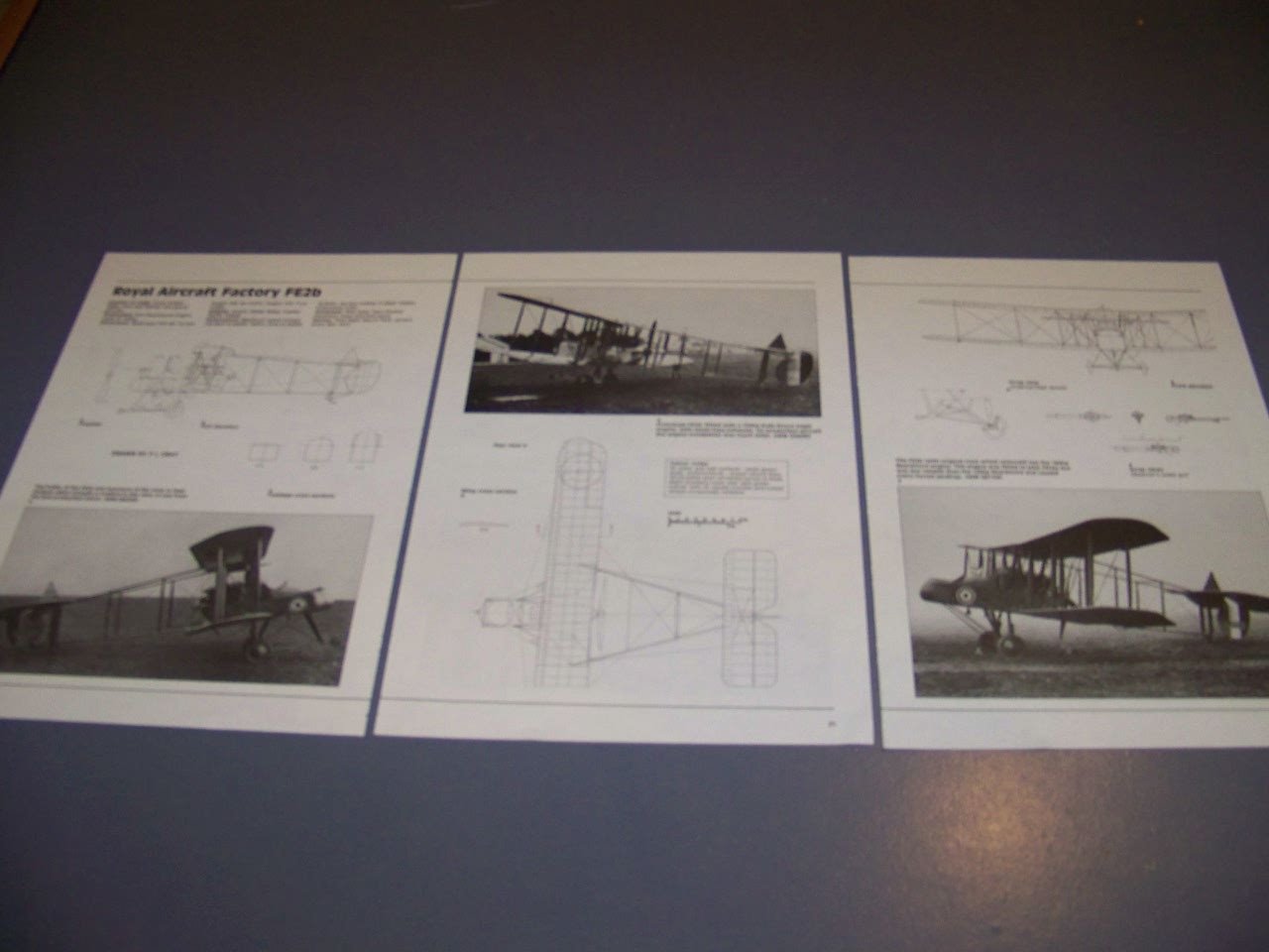 VINTAGE..RAF FE2B AIRCRAFT ...3-VIEWS/SPECS/DETAILS/STRUCTURE..RARE ...