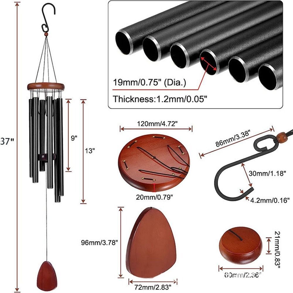6 Rods Aluminum Wind Chimes Aluminum Wind Bell New Metal Tubes ...