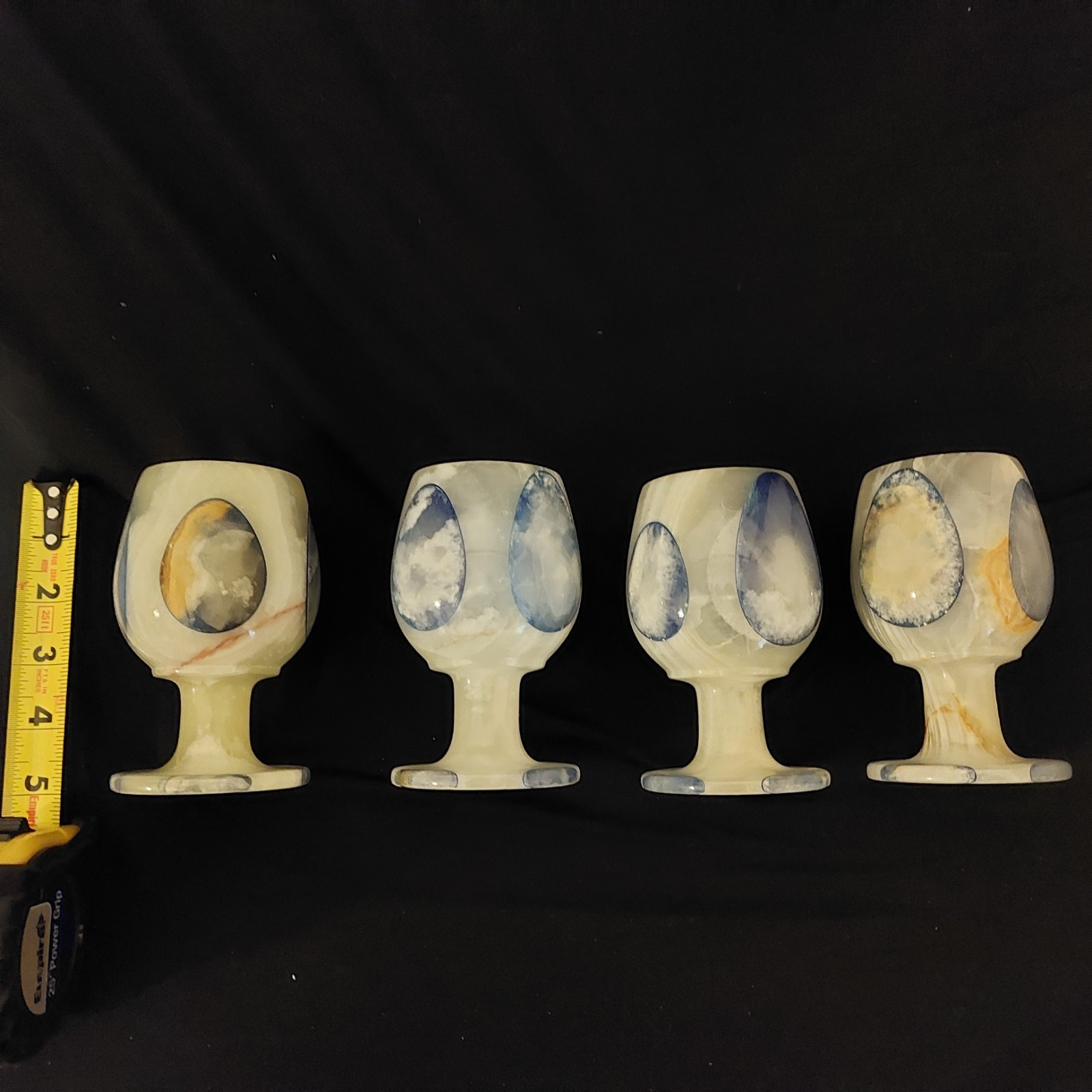 Vintage Marble Onyx Alabaster Goblets Chalet 5 inch Glasses Set Of 4 | eBay