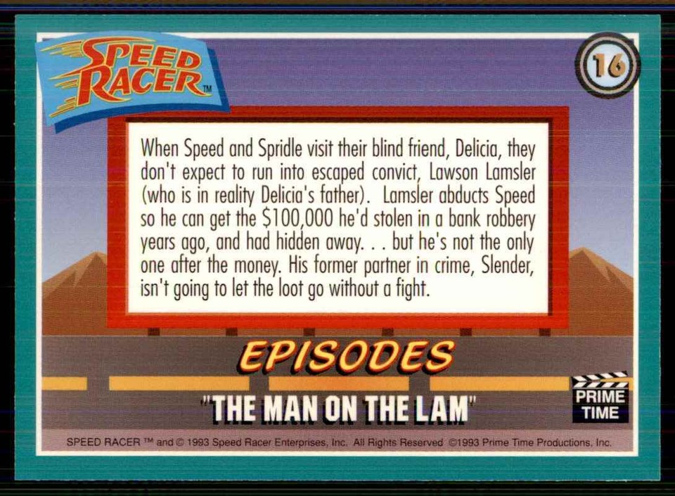 1993 Prime Time Productions Speed Racer The Man on the Law GOLD #16 | eBay