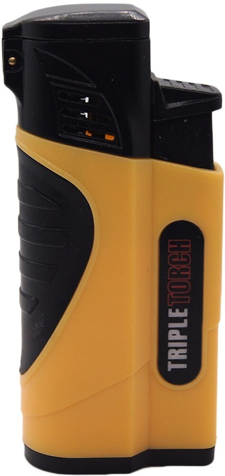 4 PACK Triple Jet Torch Lighter Adjustable Flame W/ Cigar Puncher Solid ...