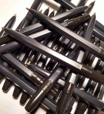 Black Mini Pens - Ballpoint Biro Small Half Size Bookie School Office ...