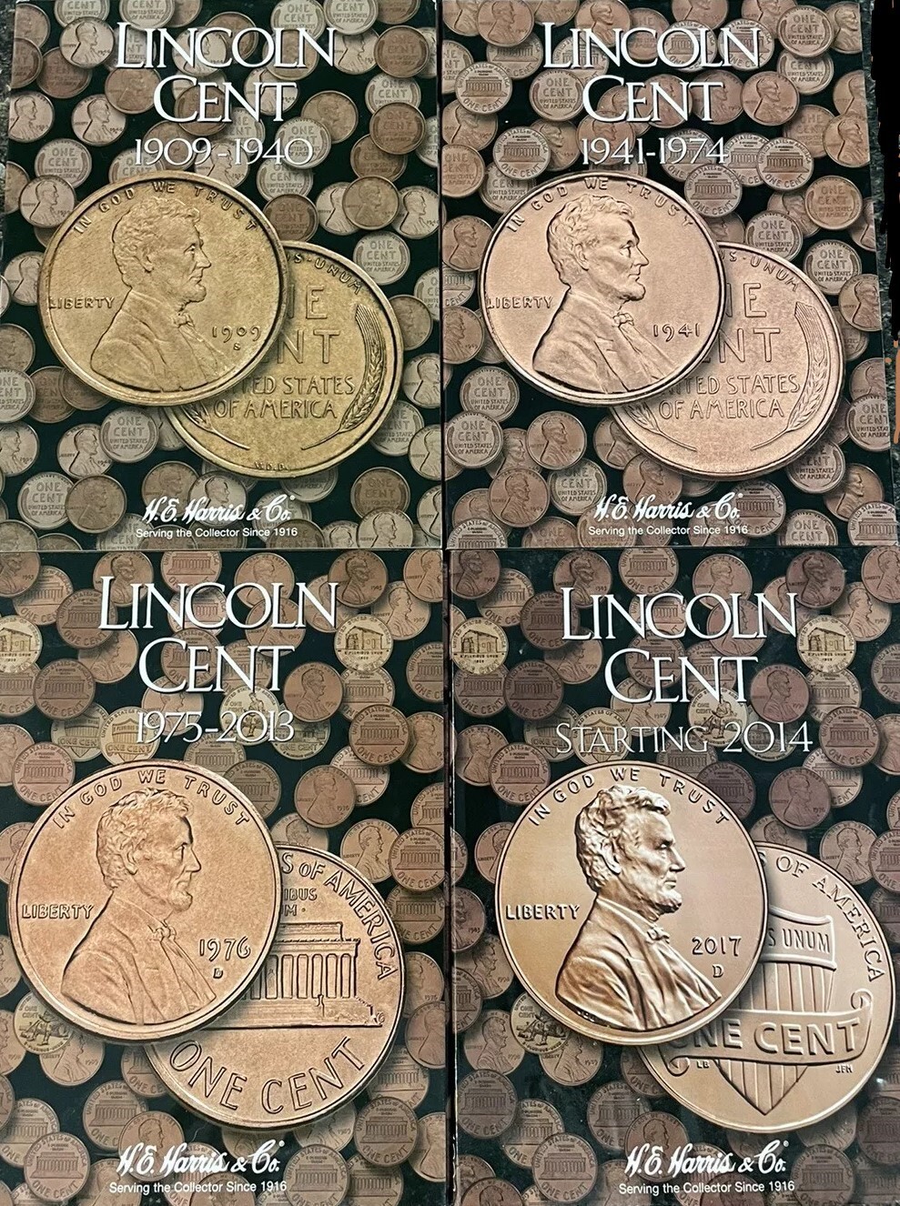 H.E. Harris Lincoln Cent Coin Folders 1909-2024 Album Book Set of 4 ...
